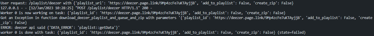 Error reporting 'DATA_ERROR': 'playlist::getData' when downloading deezer playlist music · Issue ...