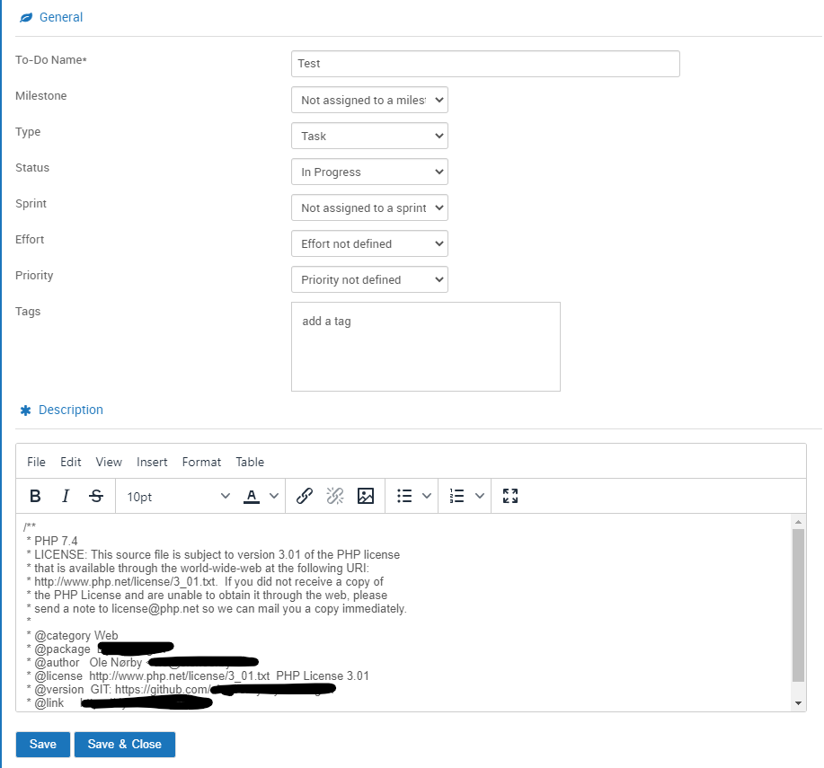 [bug] Todo With Php Comment Breaks System · Issue 462 · Leantime Leantime · Github