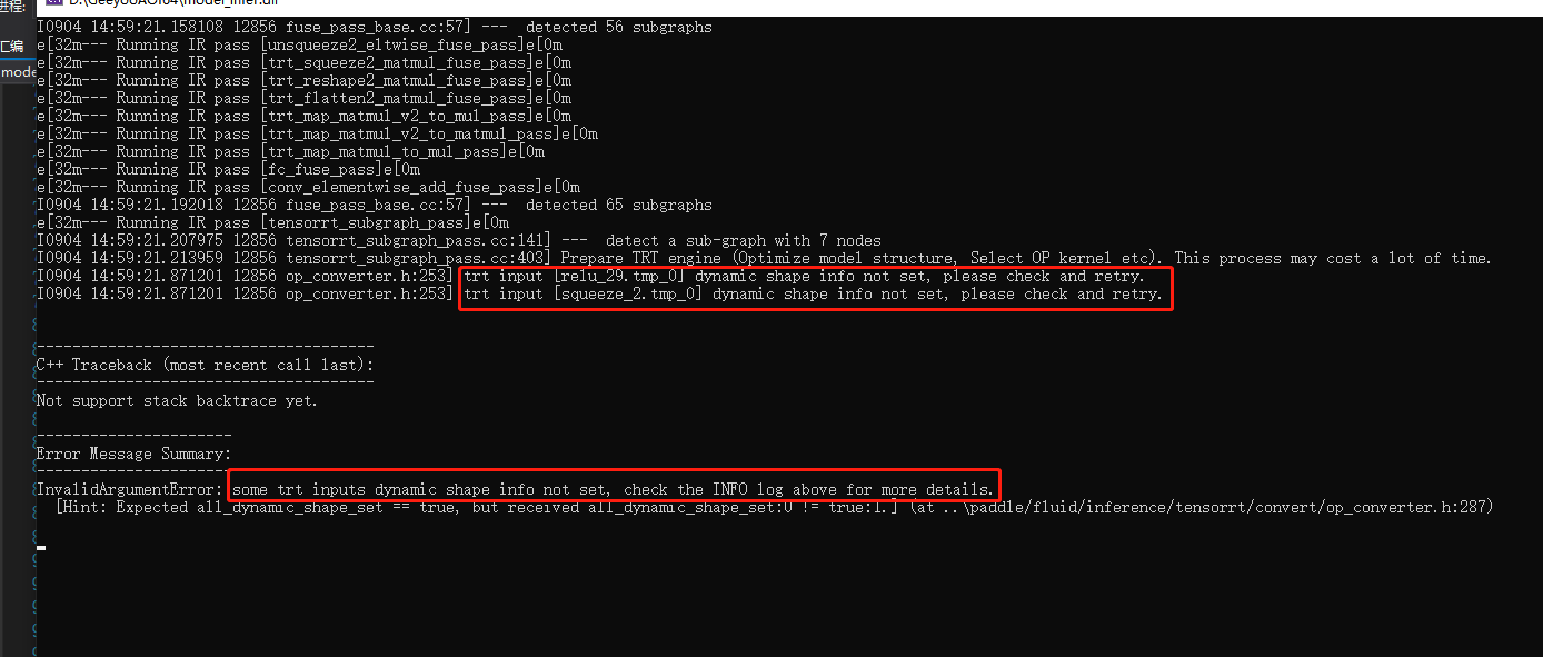 使用tensorrt 加速推理 报错 some trt inputs dynamic shape info not set · Issue #1730 · PaddlePaddle ...