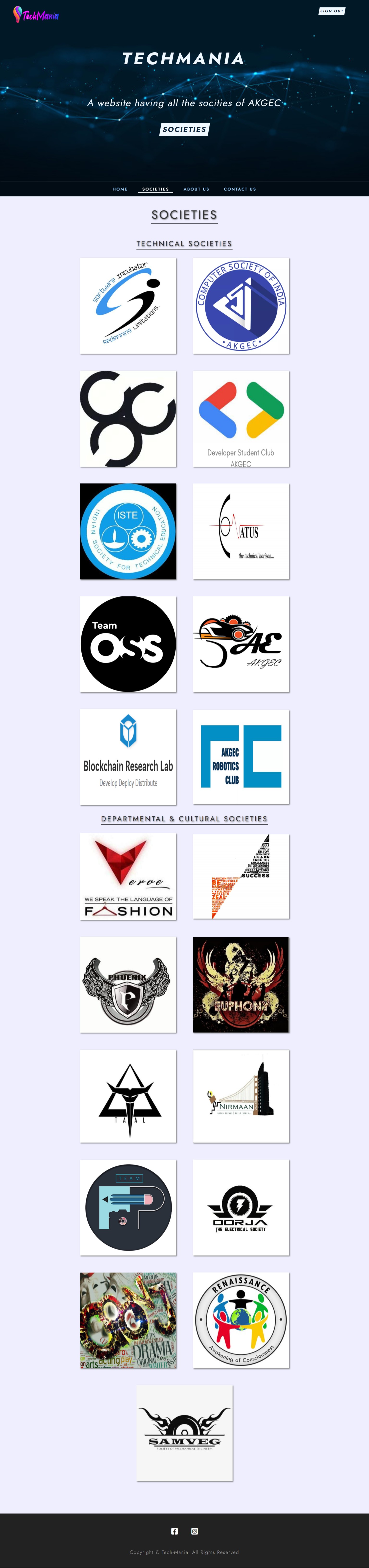 GitHub - aakash-garg10/TechMania: It is a website that stores data of all the societies present ...
