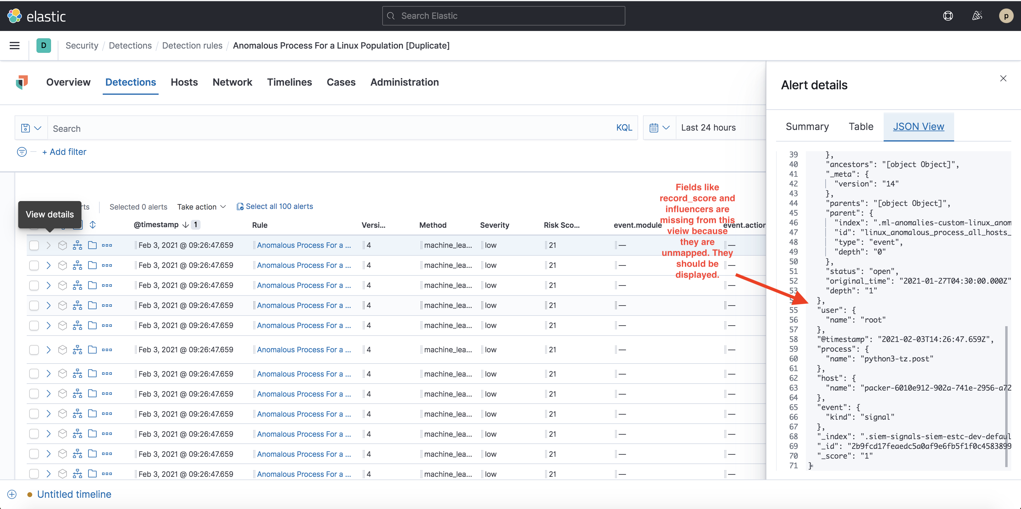 [Security Solution] Alert fields missing in UI due to event details ...