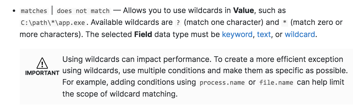 [BUG] Exception "matches" operator example is incorrect and misleading · Issue #2936 · elastic ...