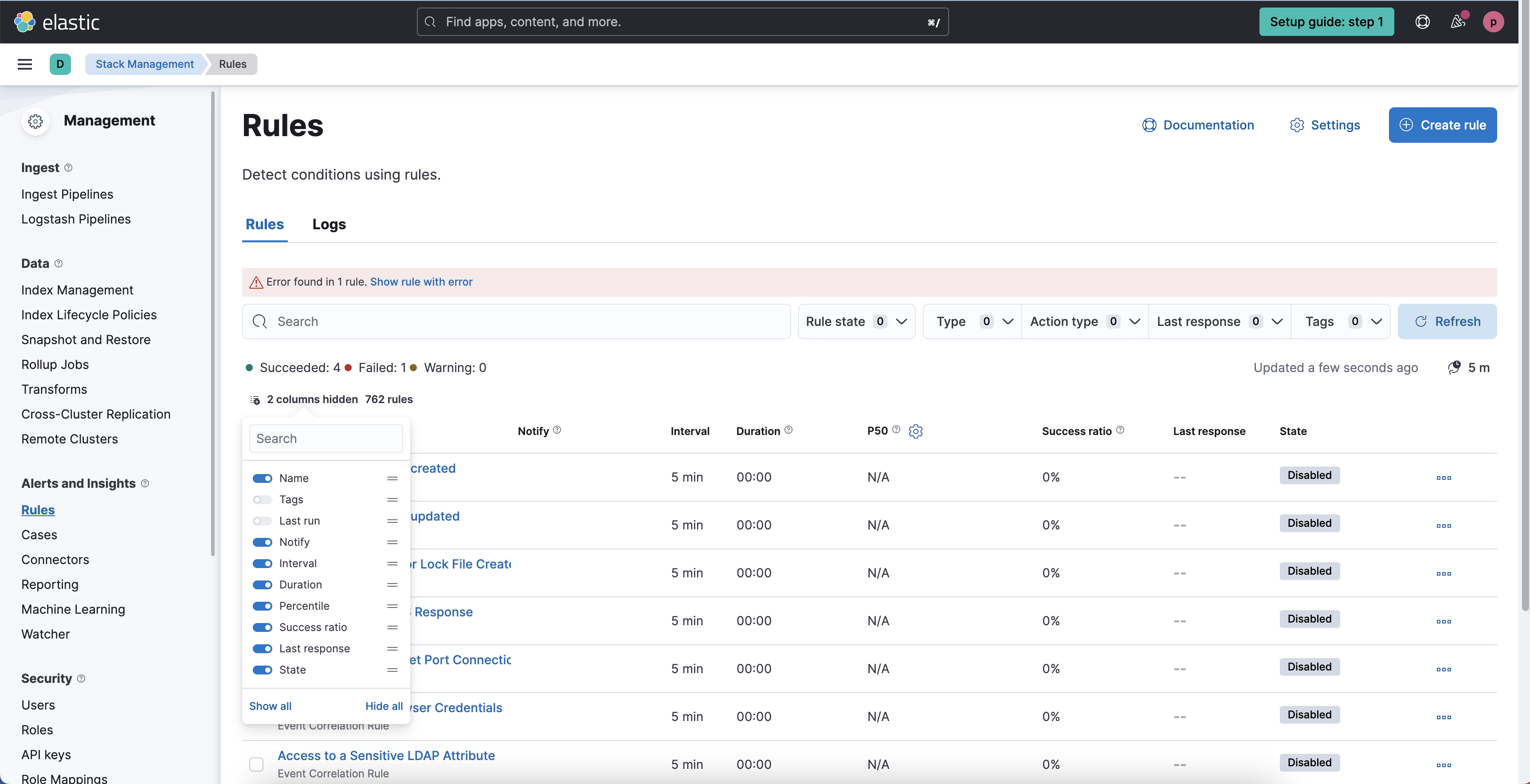 [Security Solution] Add column selector to Rule Management table ...