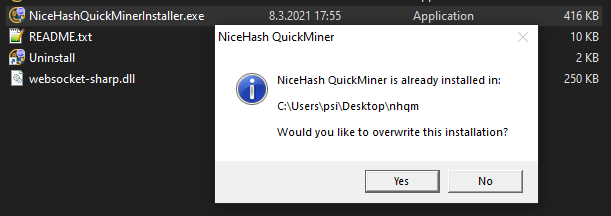 NHQM Installer seems to be doing wrong thing when install path is "." · Issue #253 · nicehash ...
