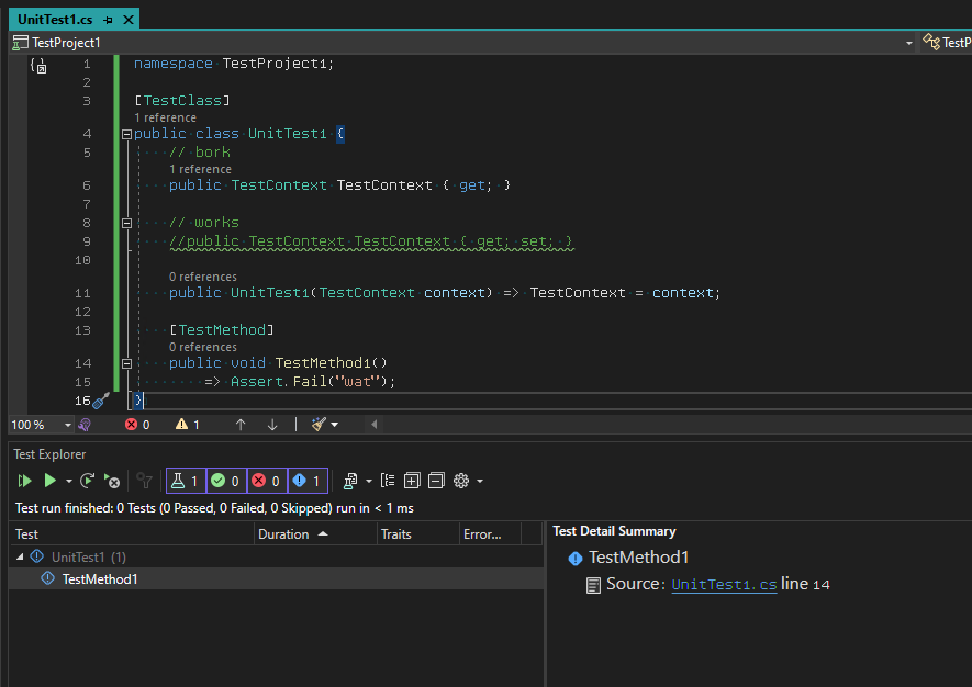 Test Stays Not Run If Testcontext Property Is Readonly No Error · Issue 1630 · Microsoft