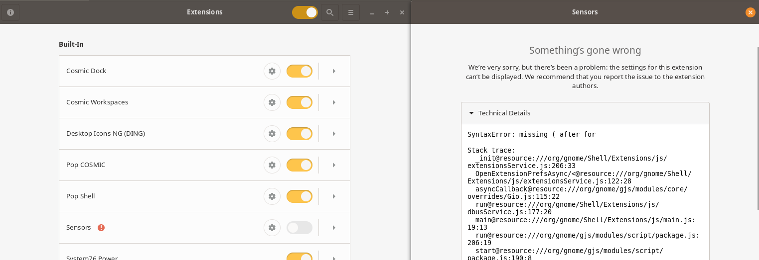 Built-In Sensors extension isn't currently maintained and it's broken · Issue #2153 · pop-os/pop ...