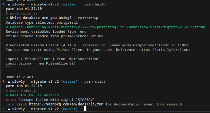 Command failed with signal "SIGSEGV" · Issue #2 · umami-software/migrate-v1-v2 · GitHub
