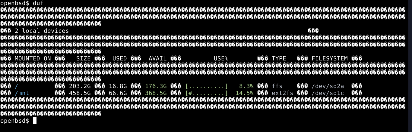 Output with question marks · Issue #207 · muesli/duf · GitHub