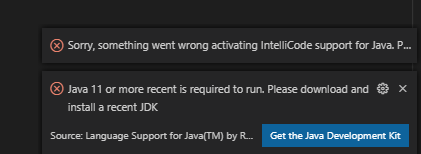 JDK 11 is required, JDK 8 in use for current project · Issue #454 · microsoft/vscode-java-pack ...