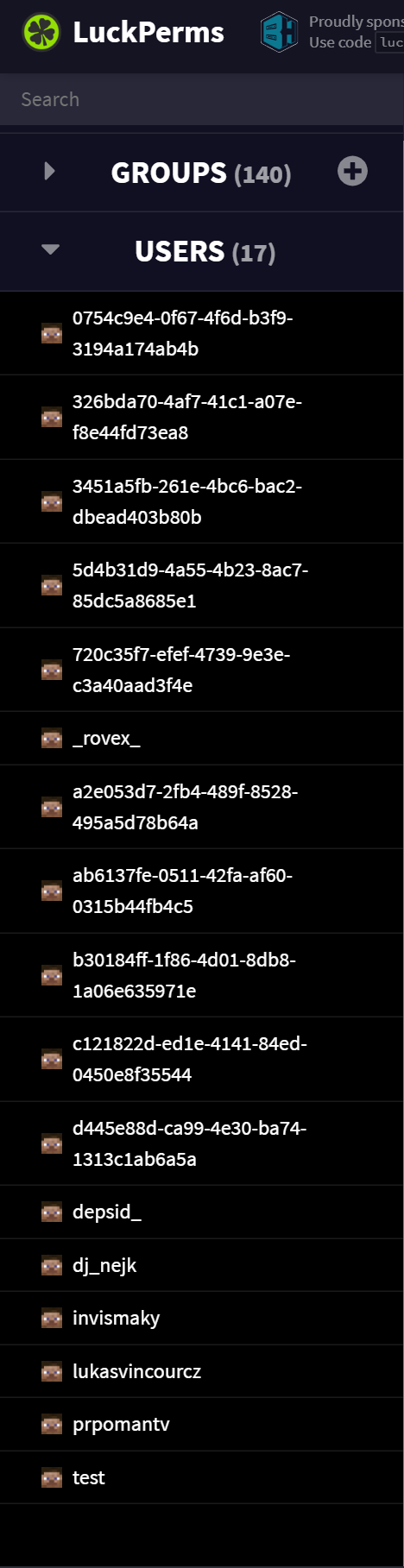 Problem with the player's UUID · Issue #281 · LuckPerms/LuckPermsWeb · GitHub