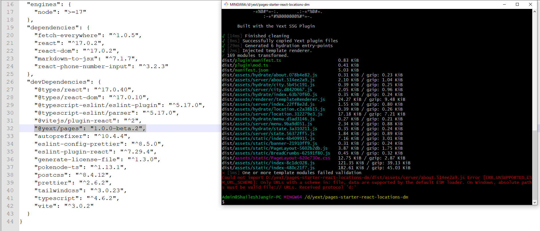 Windows Bug - Failing on Yext Pages Generate · Issue #176 · yext/pages · GitHub