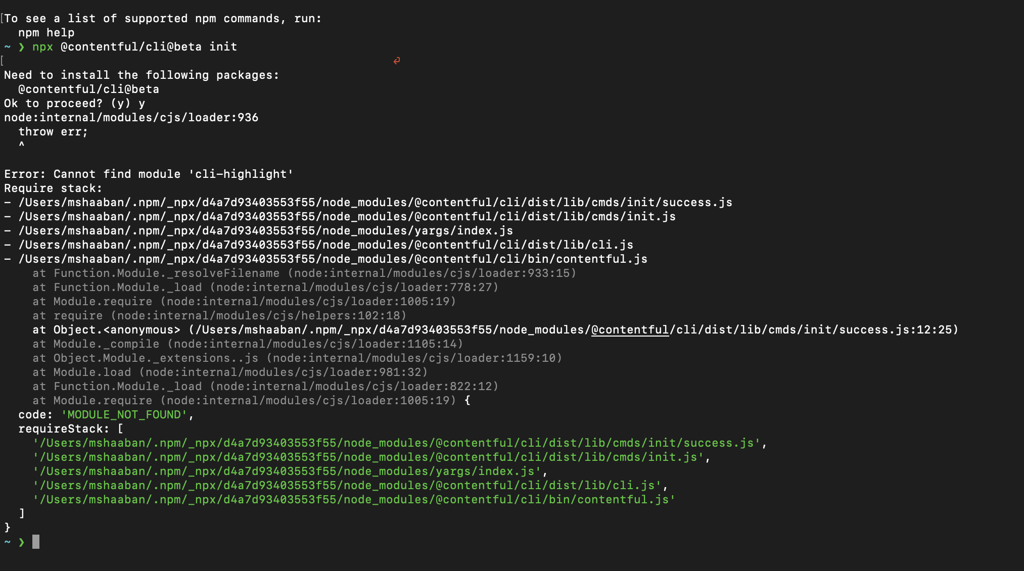 fix: move cli-highlight to dependencies by mshaaban0 · Pull Request #1622 · contentful ...