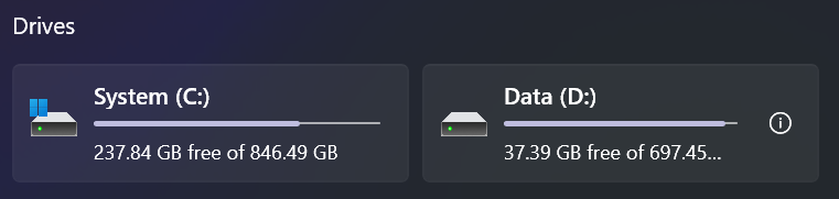 Feature: Adjust the color of the disk space progress bar according to ...