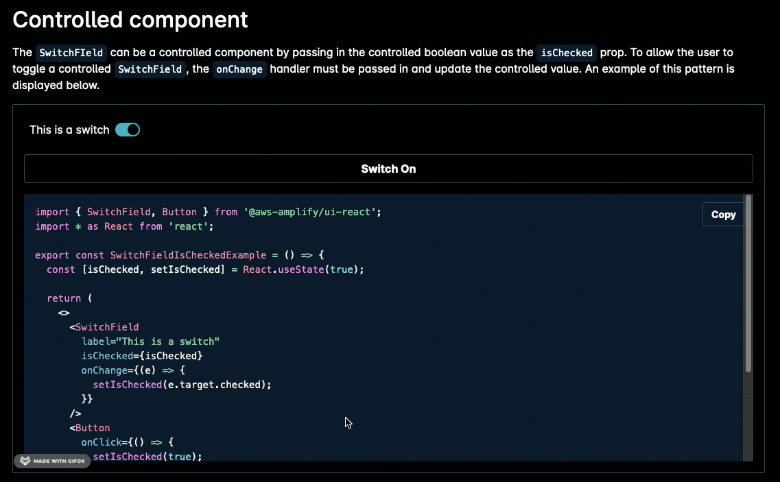 Docs Bug Switchfield Controlled Component Example Broken · Issue 1704 · Aws Amplifyamplify Ui 3285