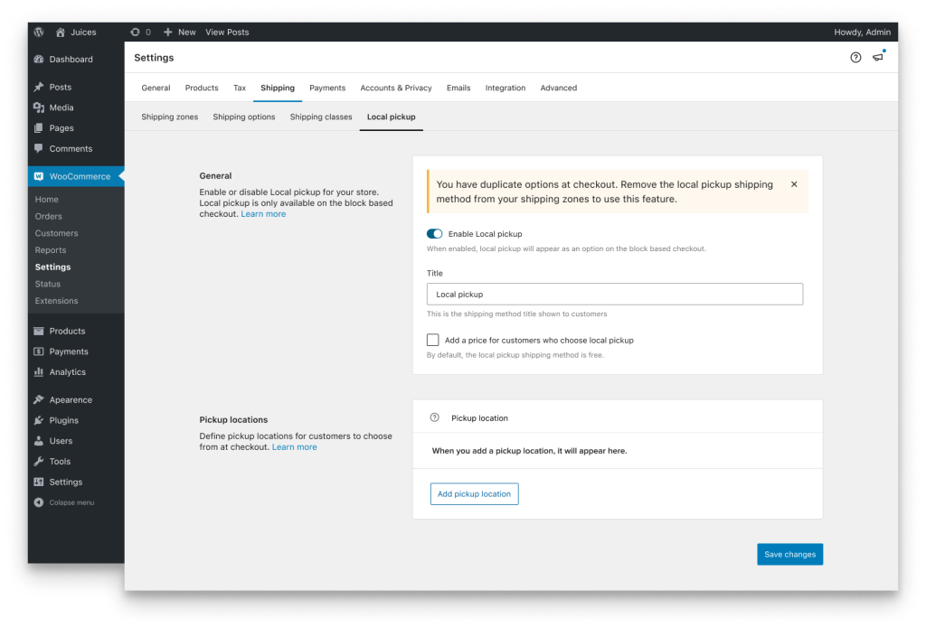 Show a notice if a user has enabled local pickup and has legacy local pickup options as well ...