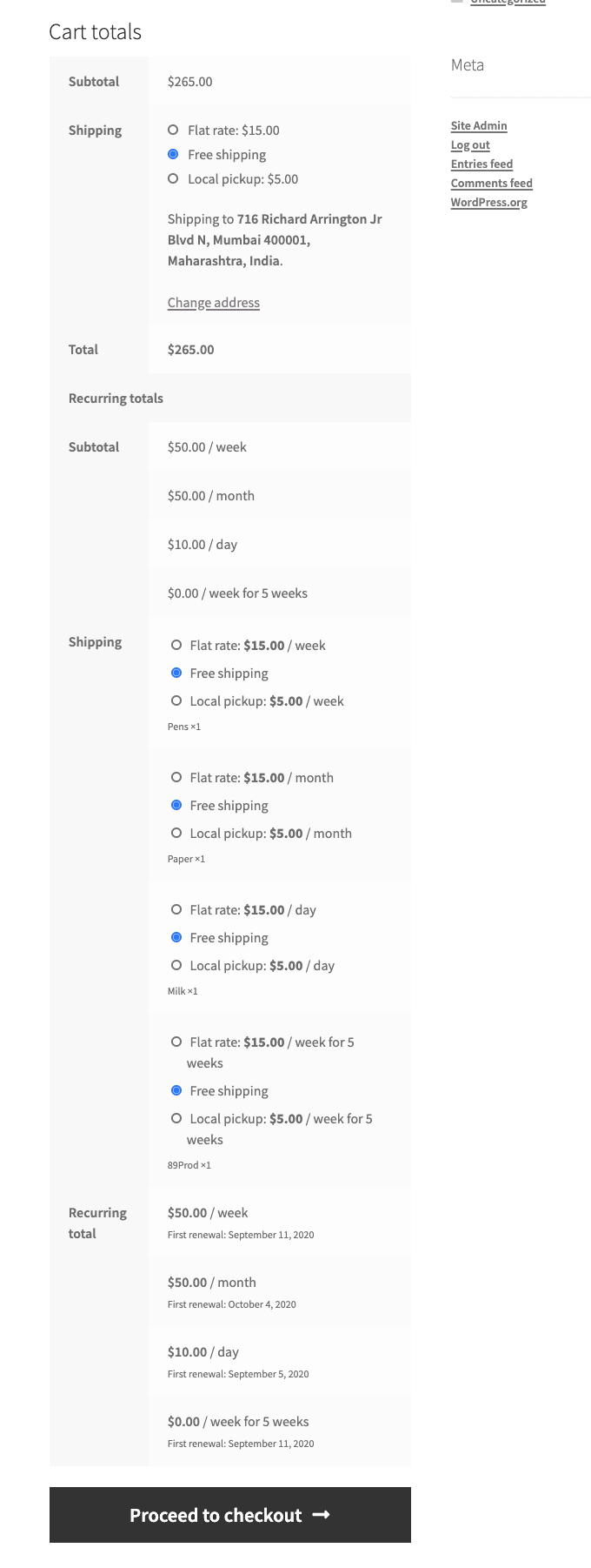 Integration Tracking (WC Subscriptions): Show Shipping selector when checking out multiple ...