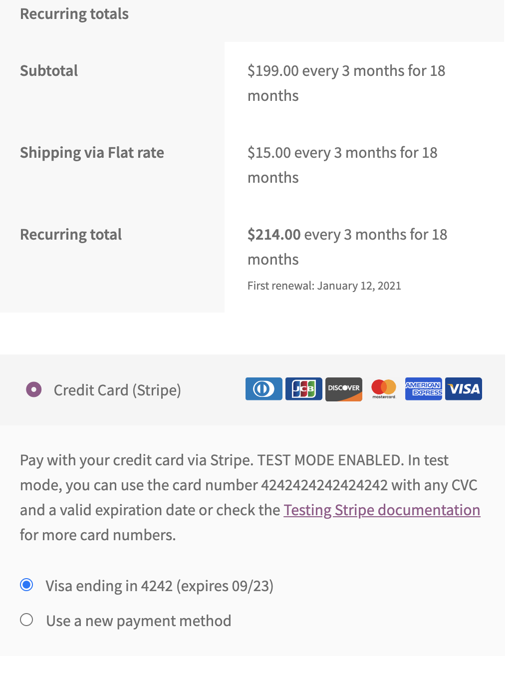 Integration Tracking (WC Subscriptions): Support saved payment methods for Stripe · Issue #3271 ...