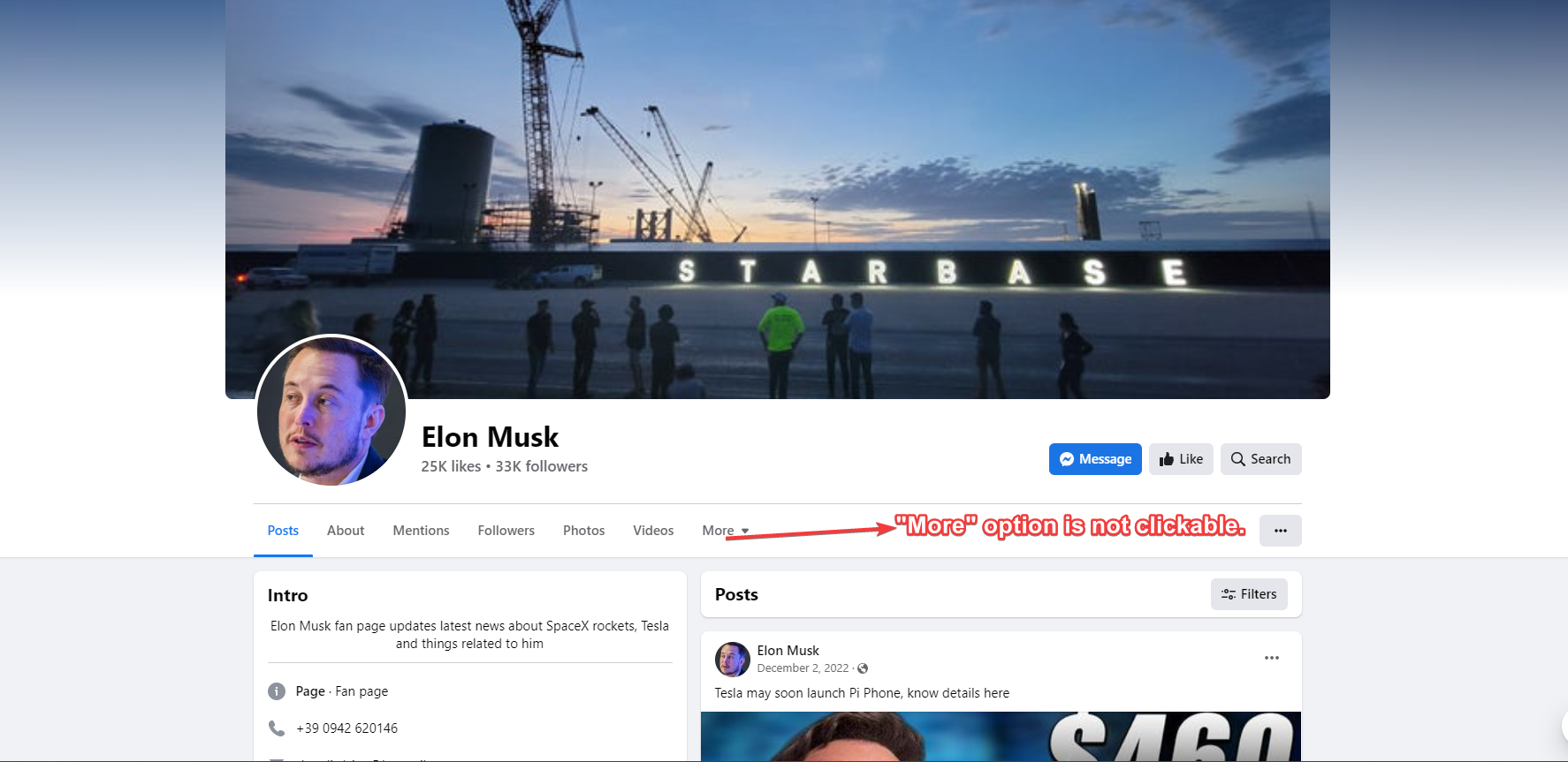 [Facebook] - The "More" option on the profile page is not clickable ...