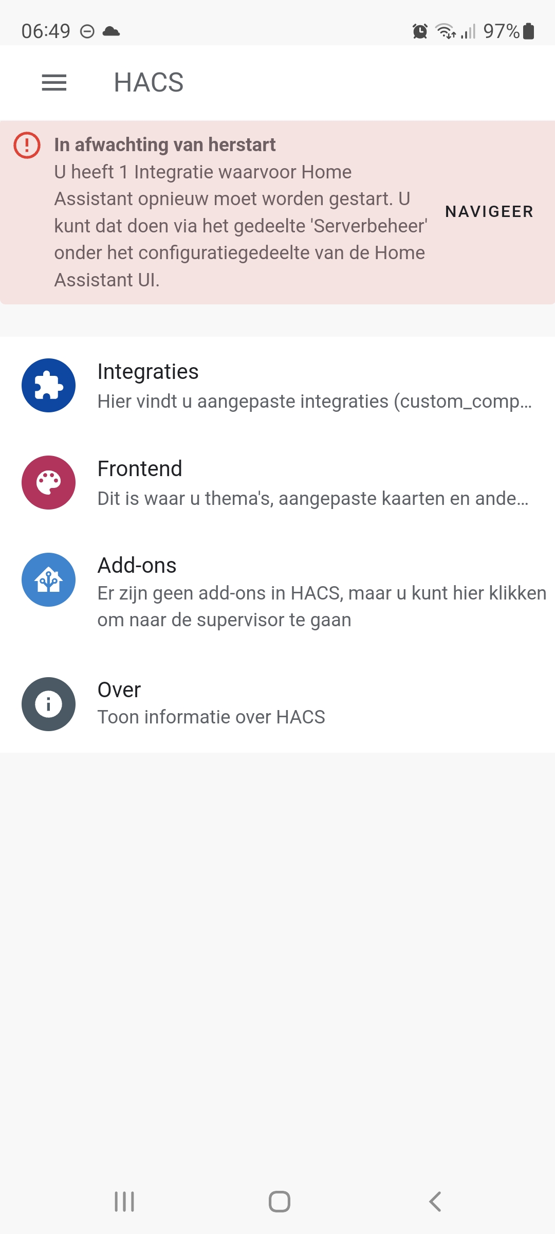 "Navigate" button to restart Home Assistant broken · Issue #2666 · hacs/integration · GitHub