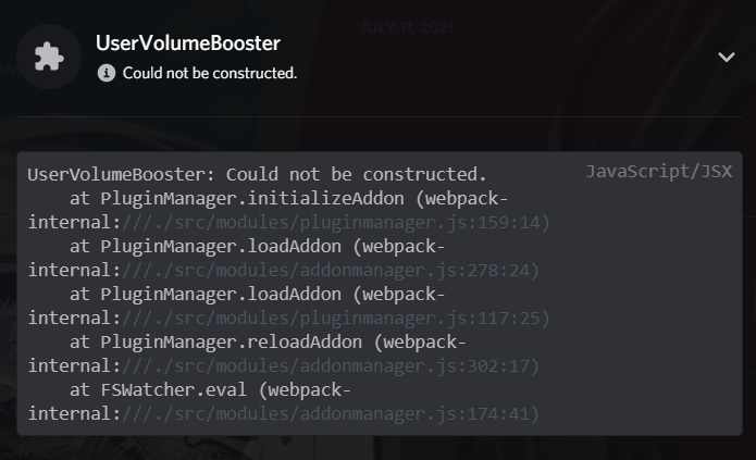 [bug] UserVolumeBooster: Could not be constructed · Issue #64 · QWERTxD/BetterDiscordPlugins ...