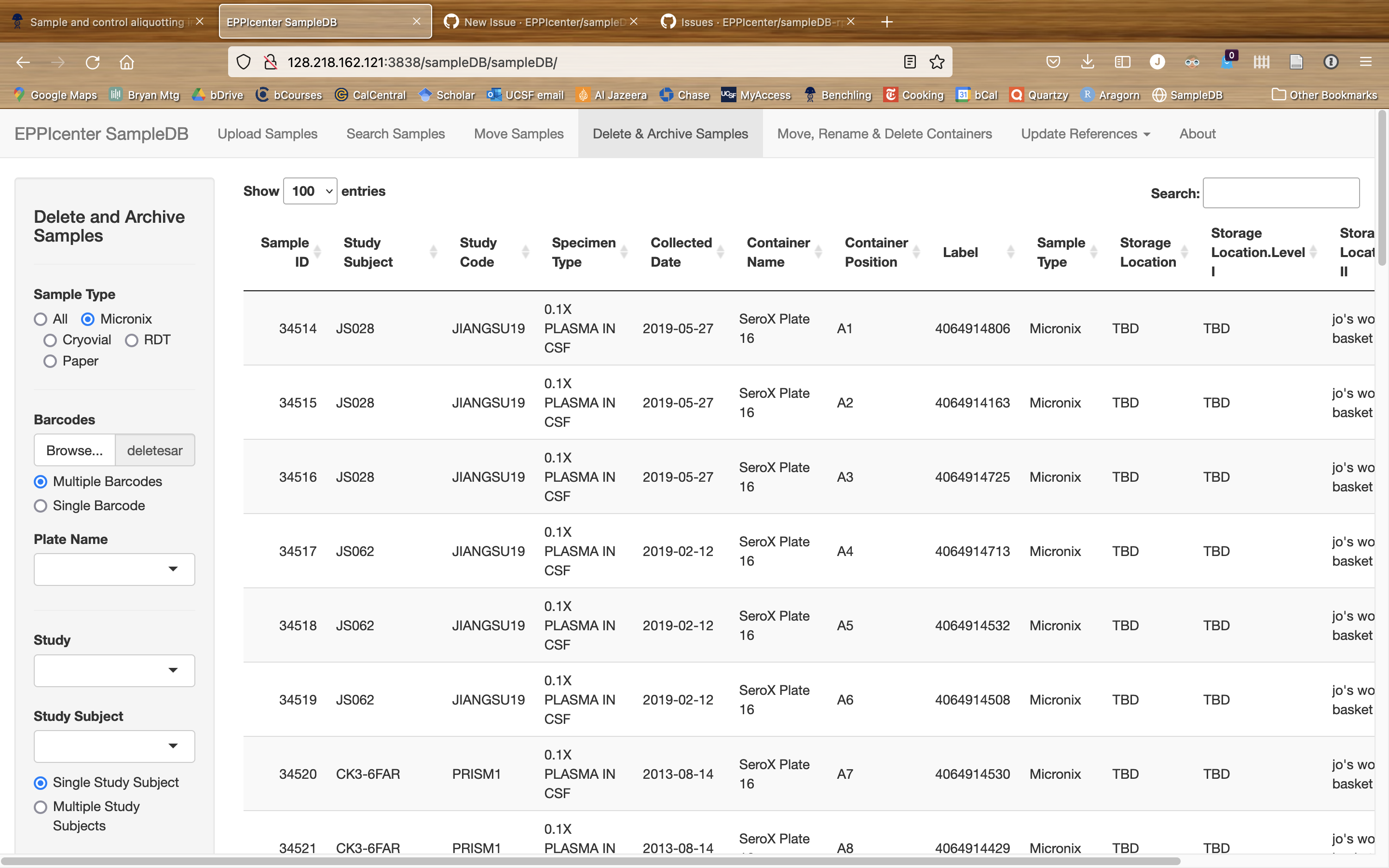 Delete multiple samples at once · Issue #23 · EPPIcenter/sampleDB-rpackage · GitHub