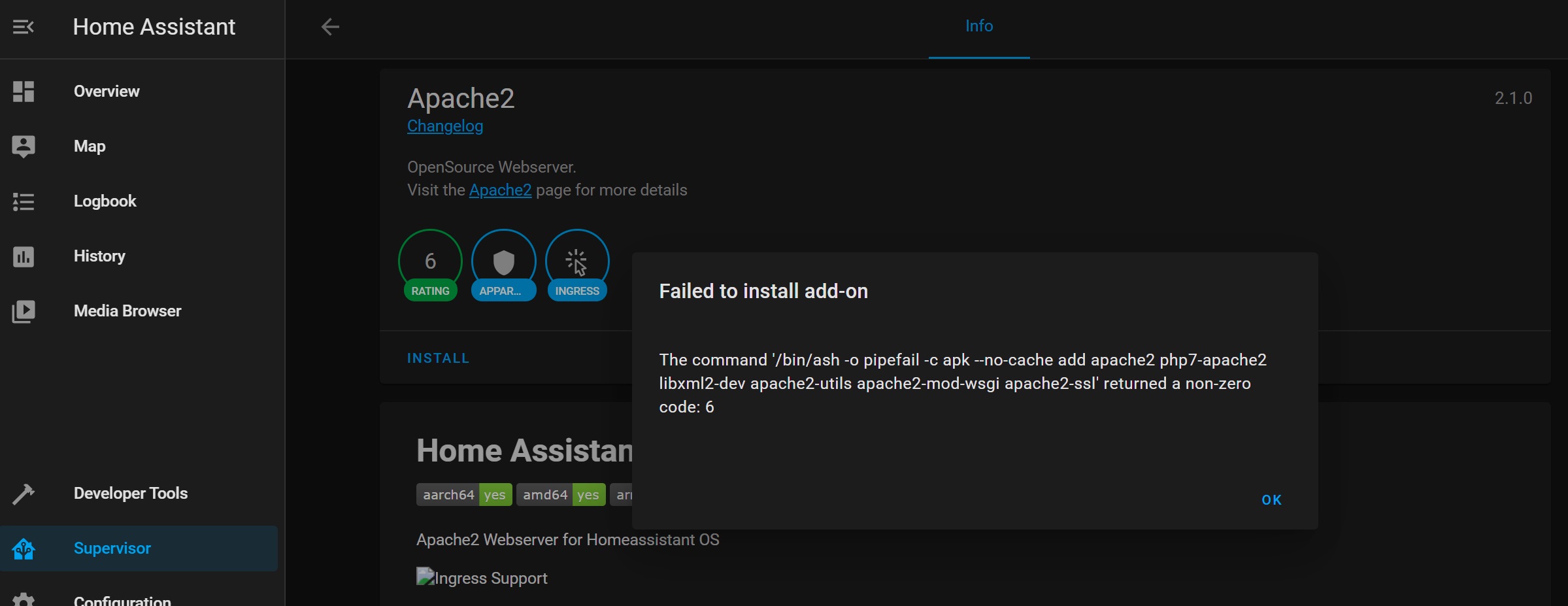 Issue installing Apache AddOn 'non-zero code:2' · Issue #33 · FaserF ...