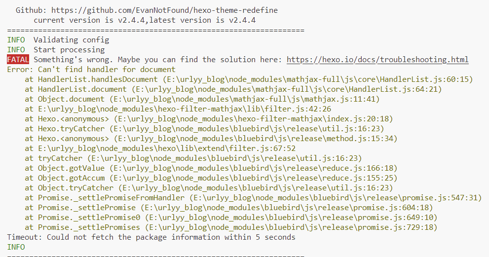 [求助]生成静态页面时Mathjax报错 · Issue #240 · EvanNotFound/hexo-theme-redefine · GitHub