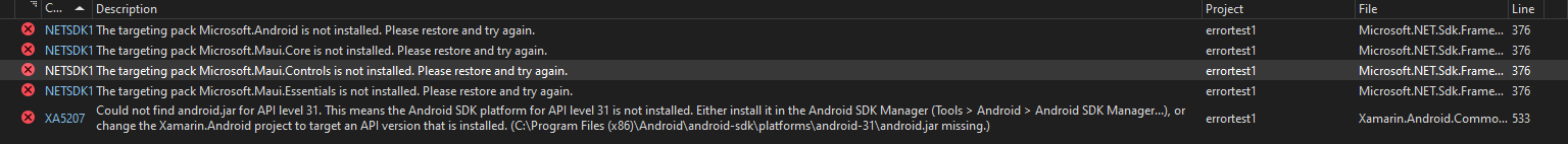 Update vs to Version 17.4.0 Preview 2.0 causes Could not find android.jar for API level 31 error ...