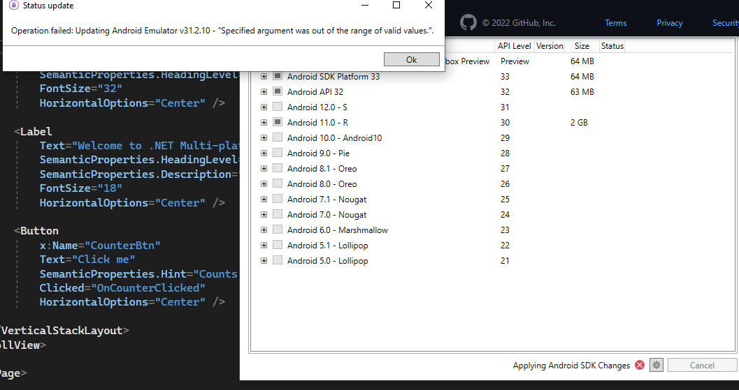 Update vs to Version 17.4.0 Preview 2.0 causes Could not find android.jar for API level 31 error ...