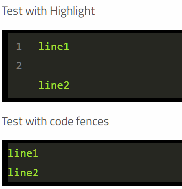 highlight shortcode produces different (wrong) results than code fences for type "ini" · Issue ...
