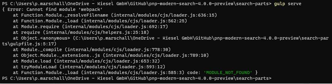 Not able to compile solution · Issue #562 · microsoft-search/pnp-modern-search · GitHub