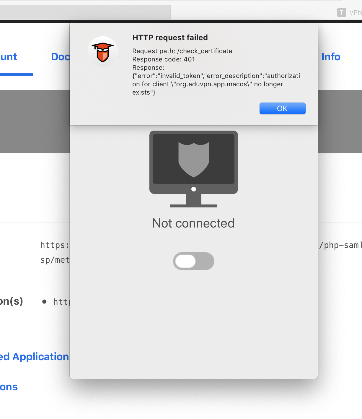 Revoking app in portal does not recover · Issue #350 · eduvpn/apple · GitHub