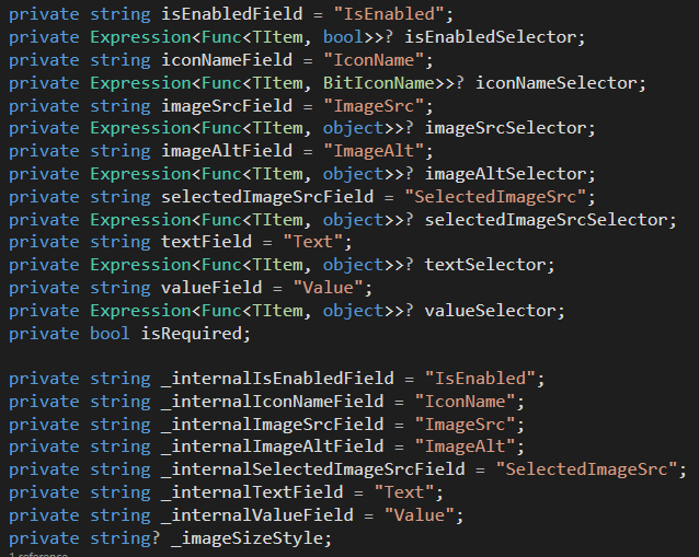Duplicate string constants for the default fields names in the `BitRadioButtonList` component ...