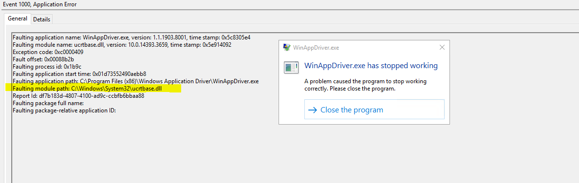 While running automation most of the time WinAppDriver crashes on ...