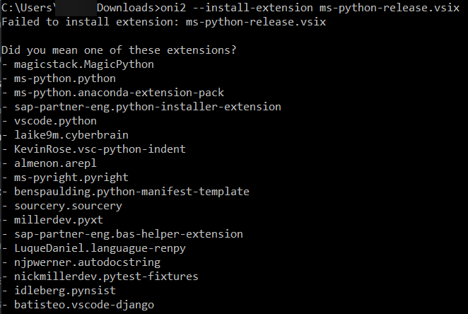 Having Trouble installing the python extension manually · Issue #3493 · onivim/oni2 · GitHub
