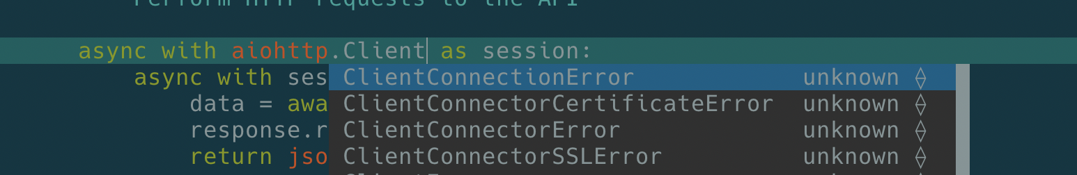Partial completion for aiohttp in neovim · Issue #191 · kiteco/issue-tracker · GitHub