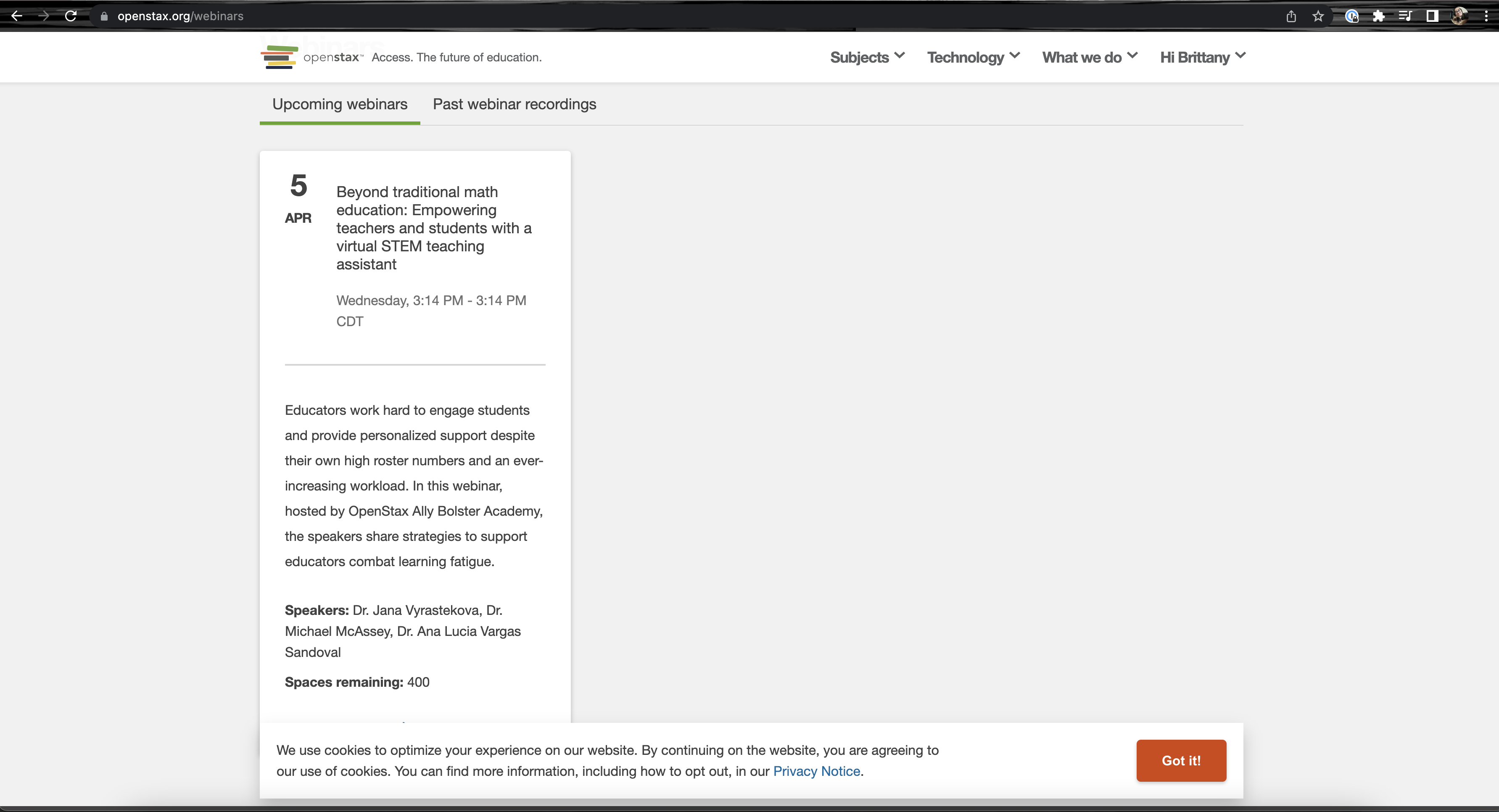Webinars appear under Upcoming on the day after · Issue #1435 · openstax/openstax-cms · GitHub