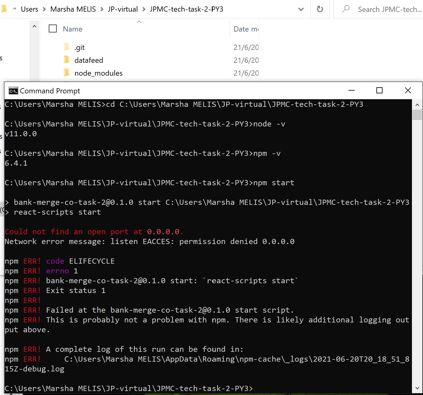 Error in npm start - Could not find an open port at 0.0.0.0. · Issue #511 · insidesherpa/JPMC ...