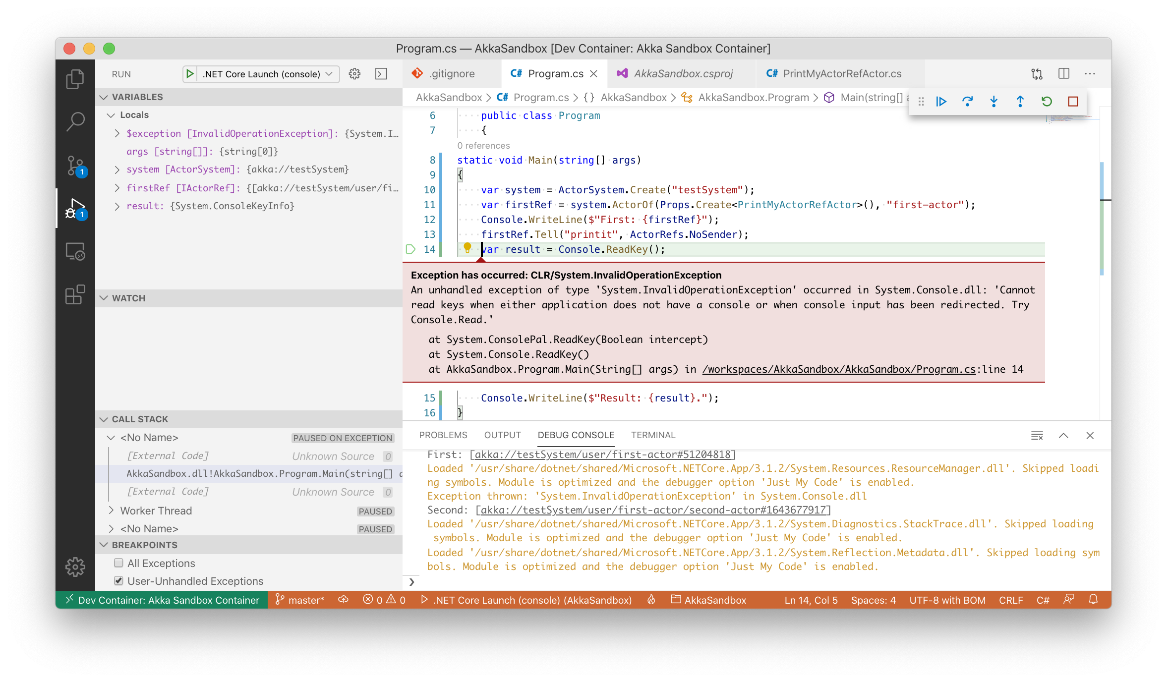 Tutorial 1 code sample does not work - crashes with no exception. · Issue #4368 · akkadotnet ...