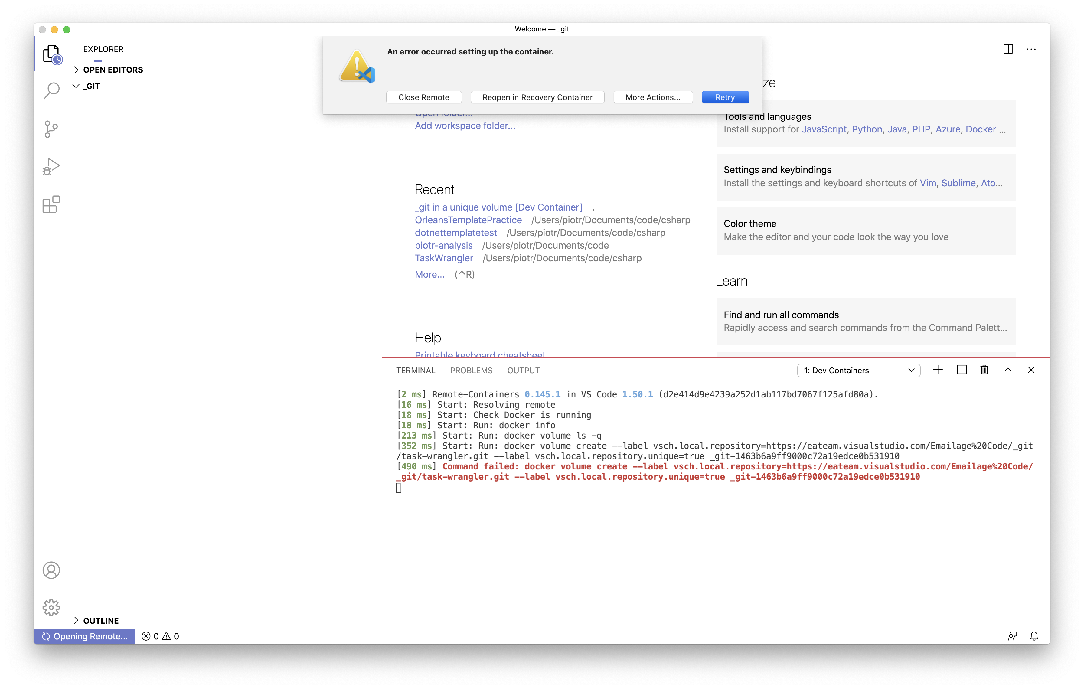 Clone Repository in Container Volume fails for ADO repositories · Issue #2620 · microsoft/vscode ...