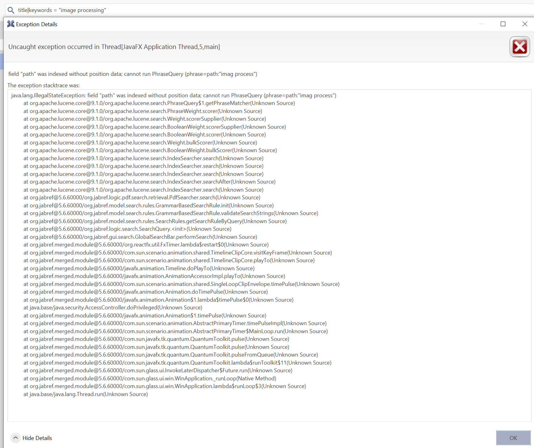 Exception when using an example search request · Issue #8740 · JabRef/jabref · GitHub