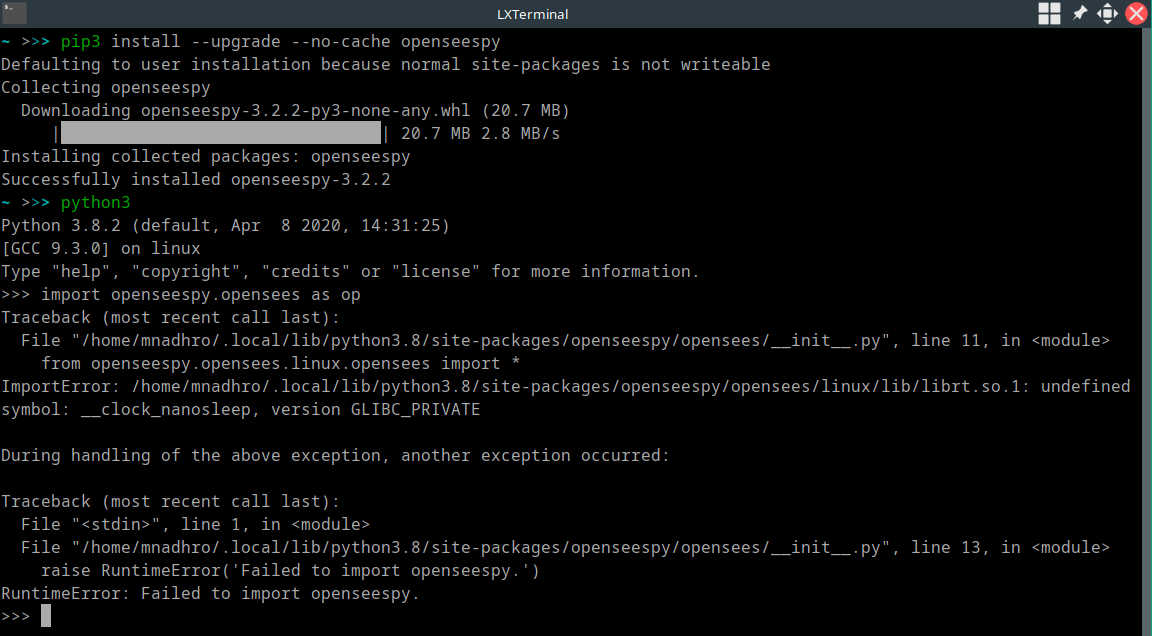 RuntimeError: Failed to import openseespy (3.2.0) · Issue #182 · zhuminjie/OpenSeesPyDoc · GitHub