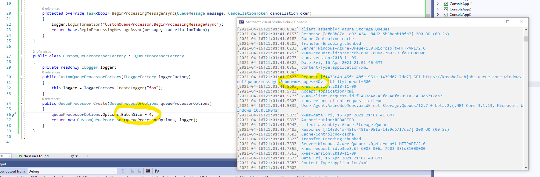 Bug Queueprocessoroptionsoptionsbatchsize Not Respected In Queuetrigger 500 Beta3