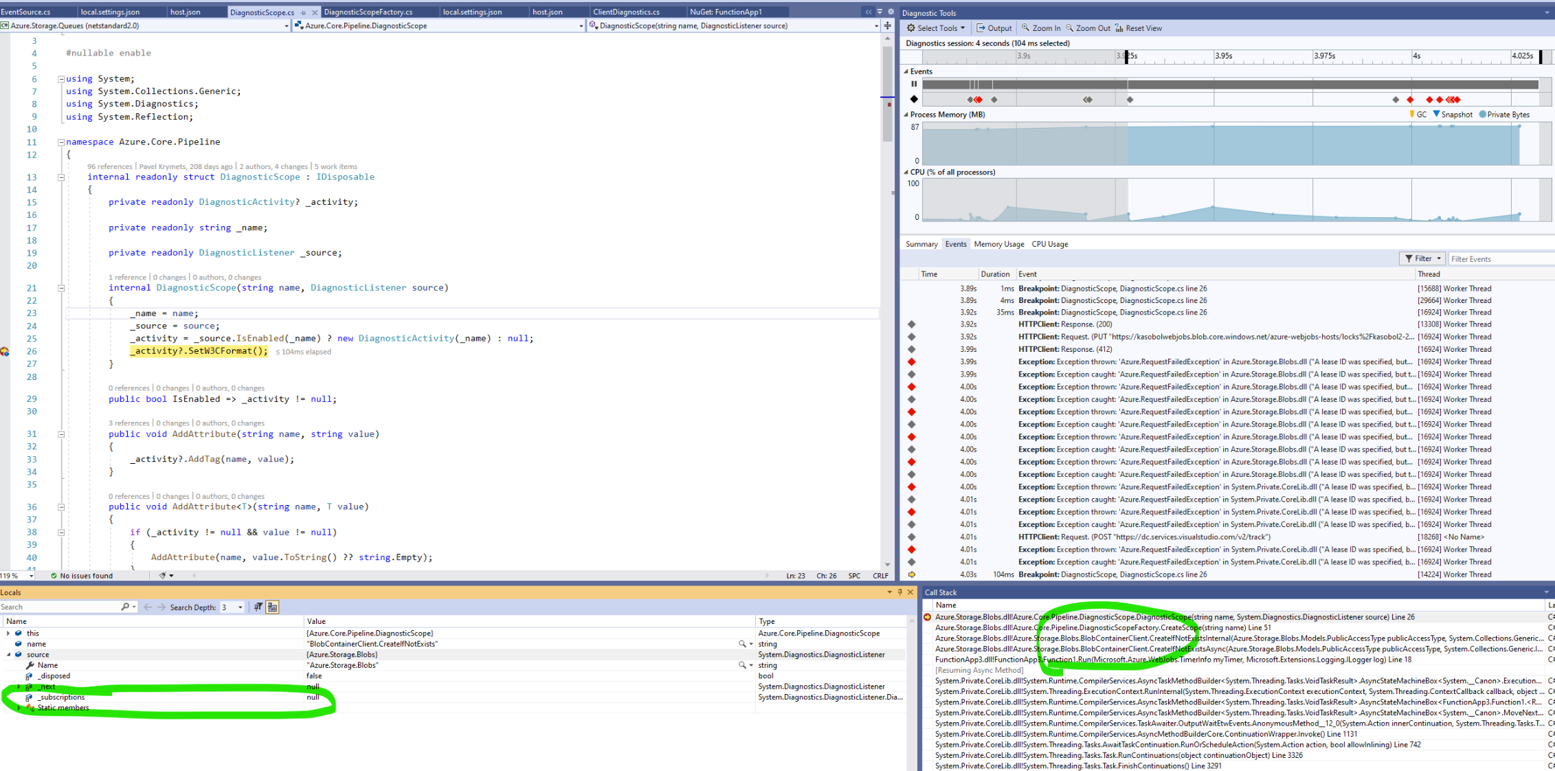 [BUG] No distributed traces for Azure.Storage.Blobs and Azure.Messaging.ServiceBus when running ...