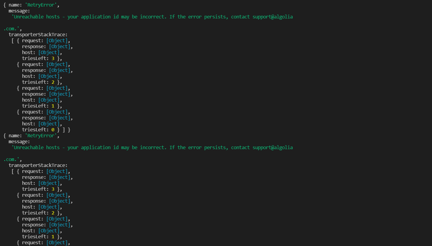 getting 'Unreachable hosts - your application id may be incorrect. If the error persists ...