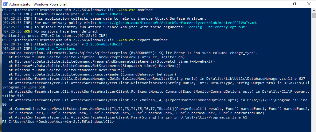 http 500 error version 68 · Issue #552 · microsoft/AttackSurfaceAnalyzer · GitHub