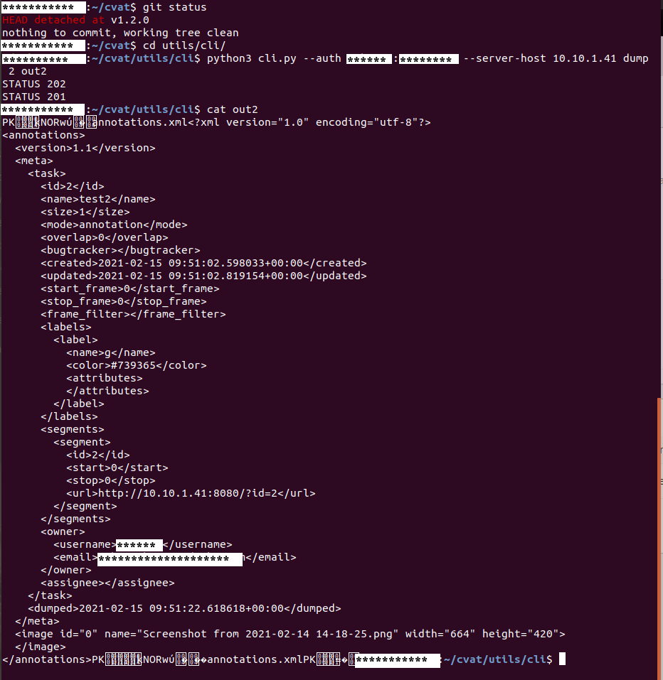 Garbage on the beginning and on the end of annotation dumps generated using the CLI · Issue ...