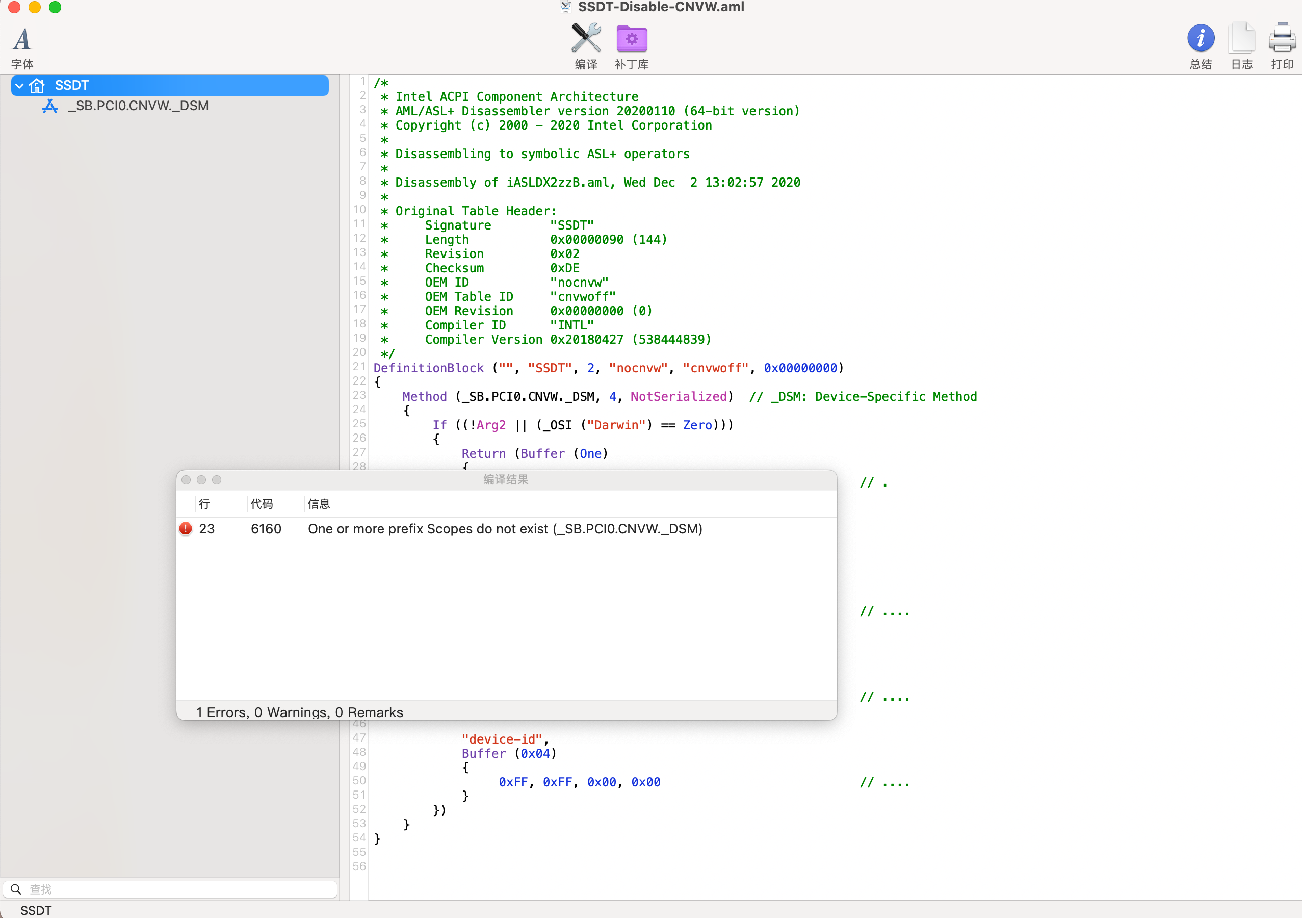 SSDT-Disable- CNVW.aml Compile error · Issue #33 · SchmockLord ...