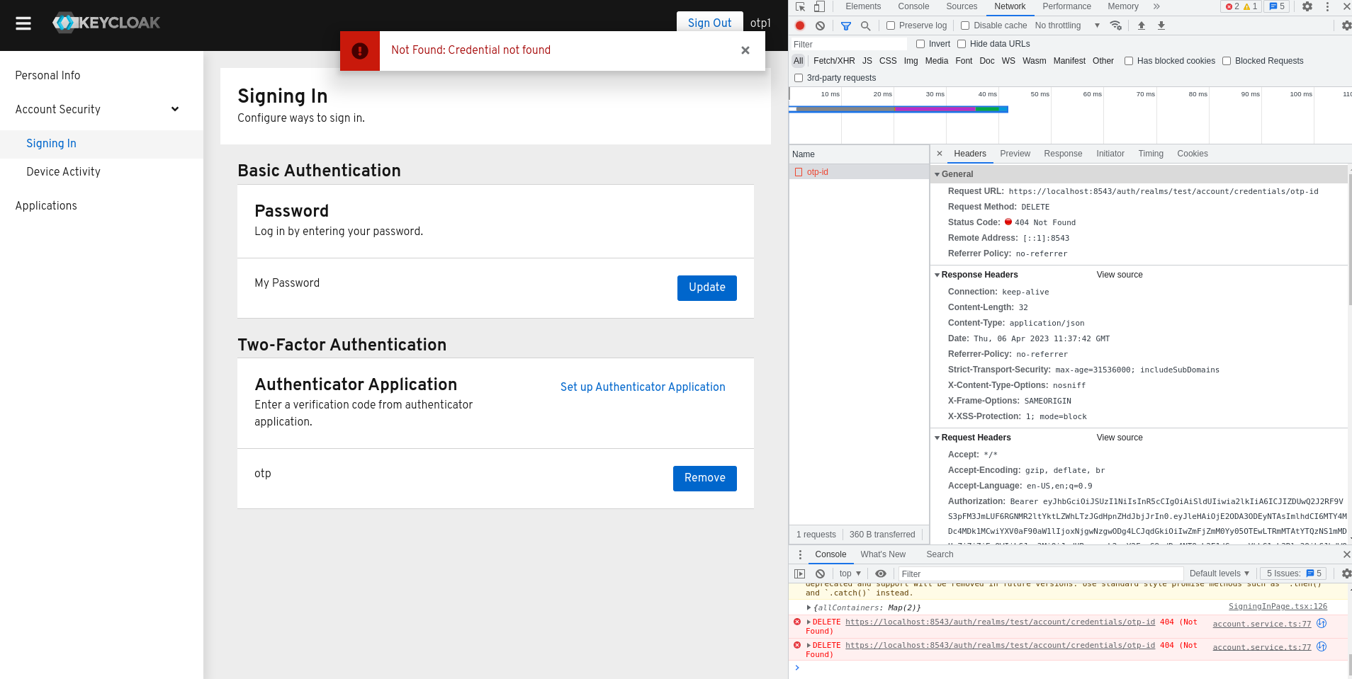 Account Console II doesn't remove TOTP from UserStorage · Issue #19575 · keycloak/keycloak · GitHub